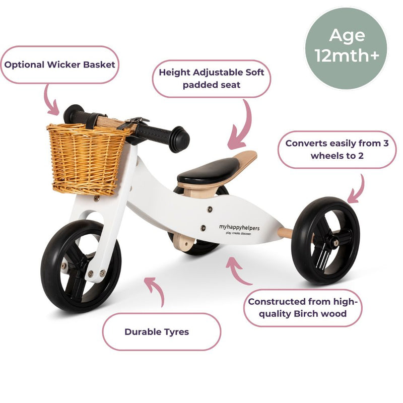 2 in 1 Mini Trike & Balance Bike with Basket - My Happy Helpers AU
