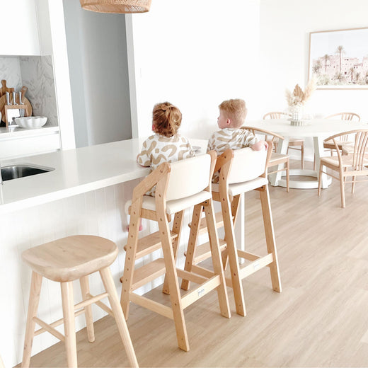 Island Bench Toddler Dining Chair | White & Varnish – My Happy Helpers