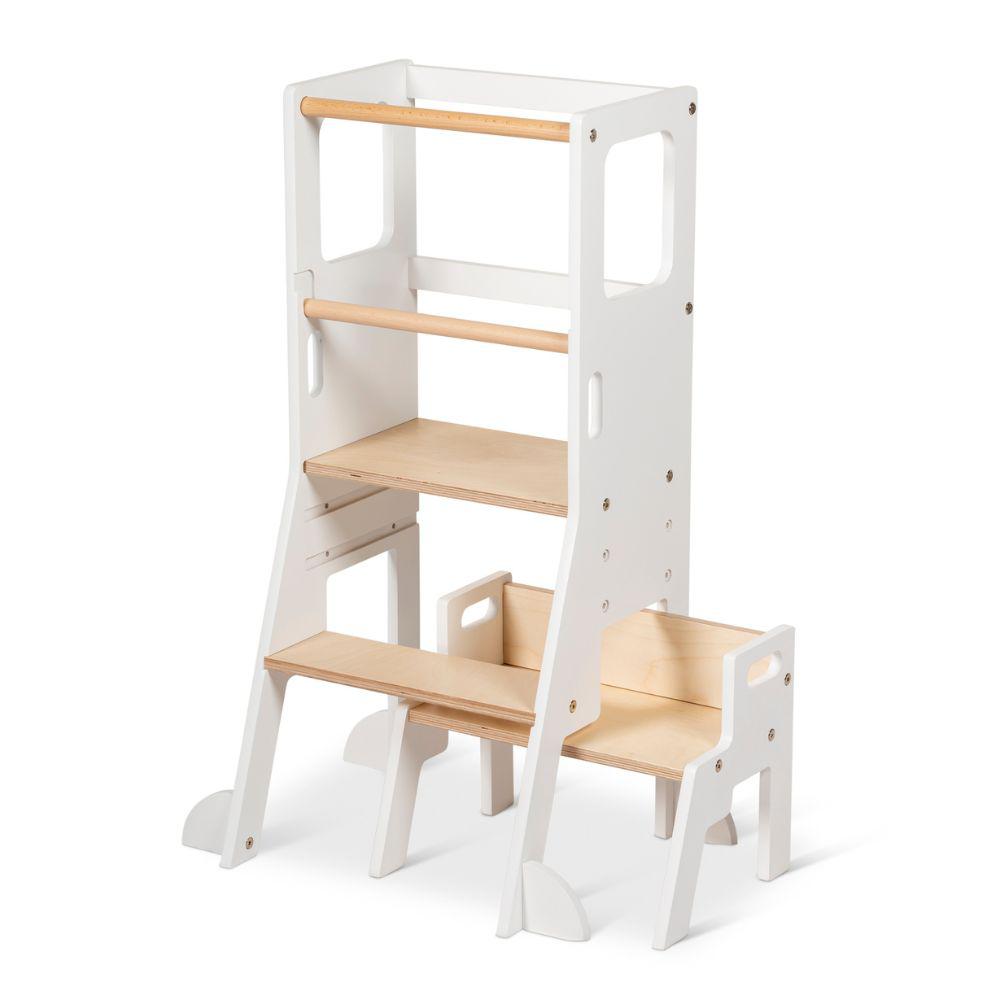Tower and Step Stool | Safe Kids Step Stool - White & Varnish – My ...