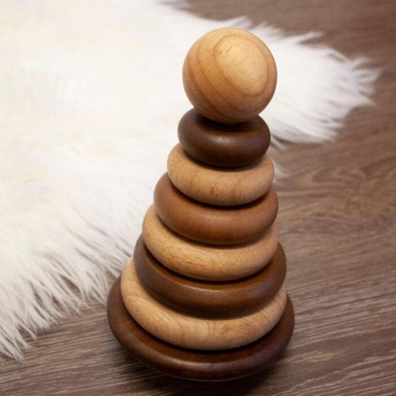 Natural Wooden Stacking Rings | My Happy Helpers