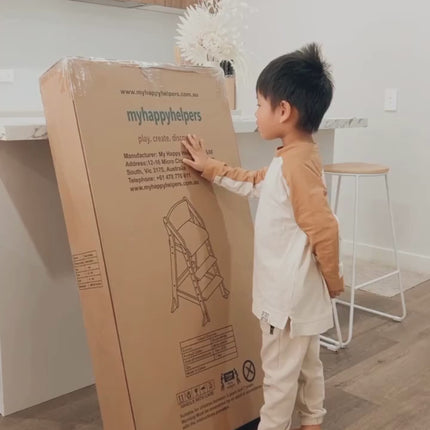 Island Bench Toddler Dining Chair | White & Varnish – My Happy Helpers